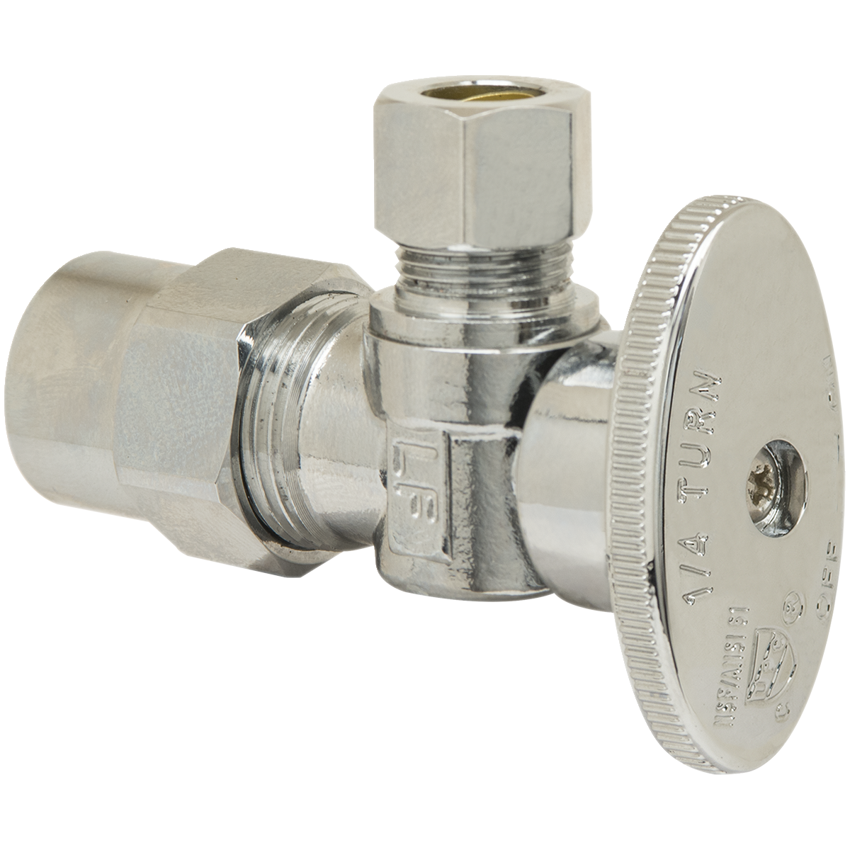 1/2 in. Nominal CPVC x 3/8 in. OD Compression 1/4 Turn Angle Stop ...